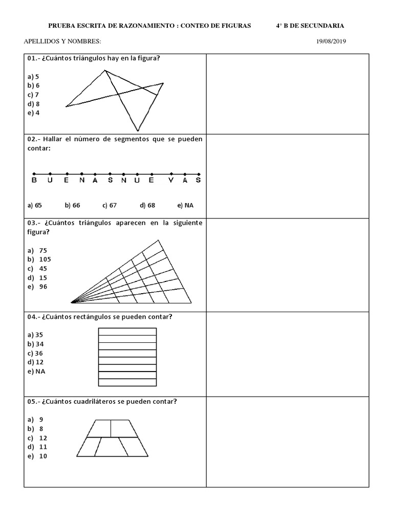 Prueba Conteo Figuras | PDF
