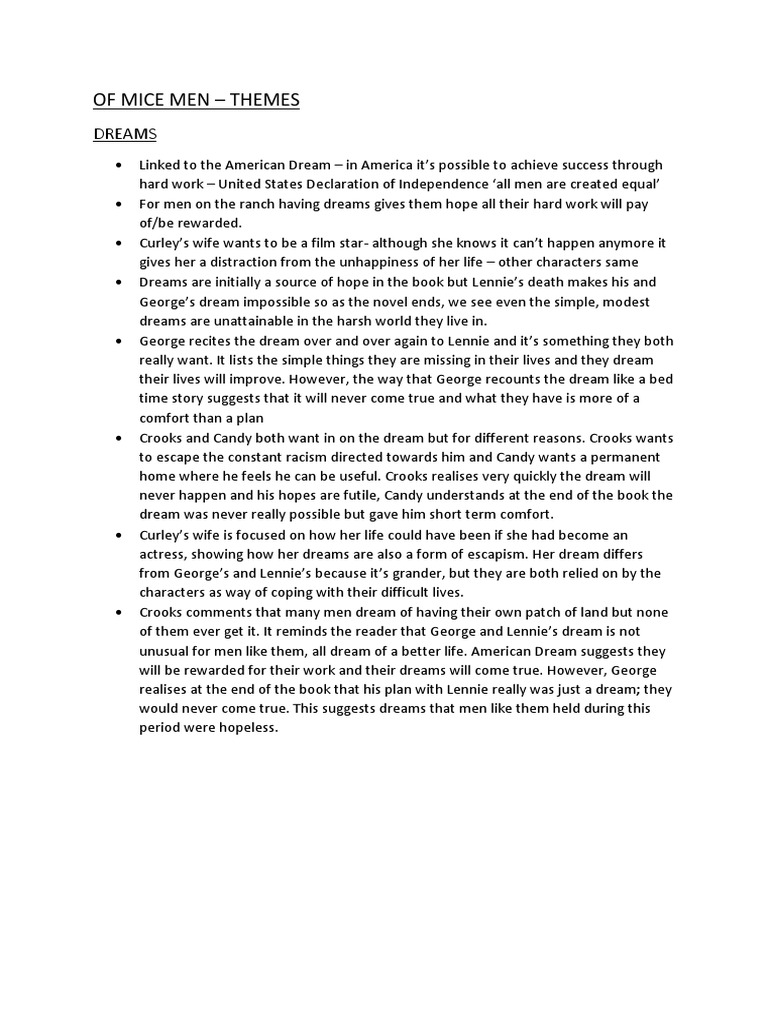 Of Mice and Men Notes | PDF