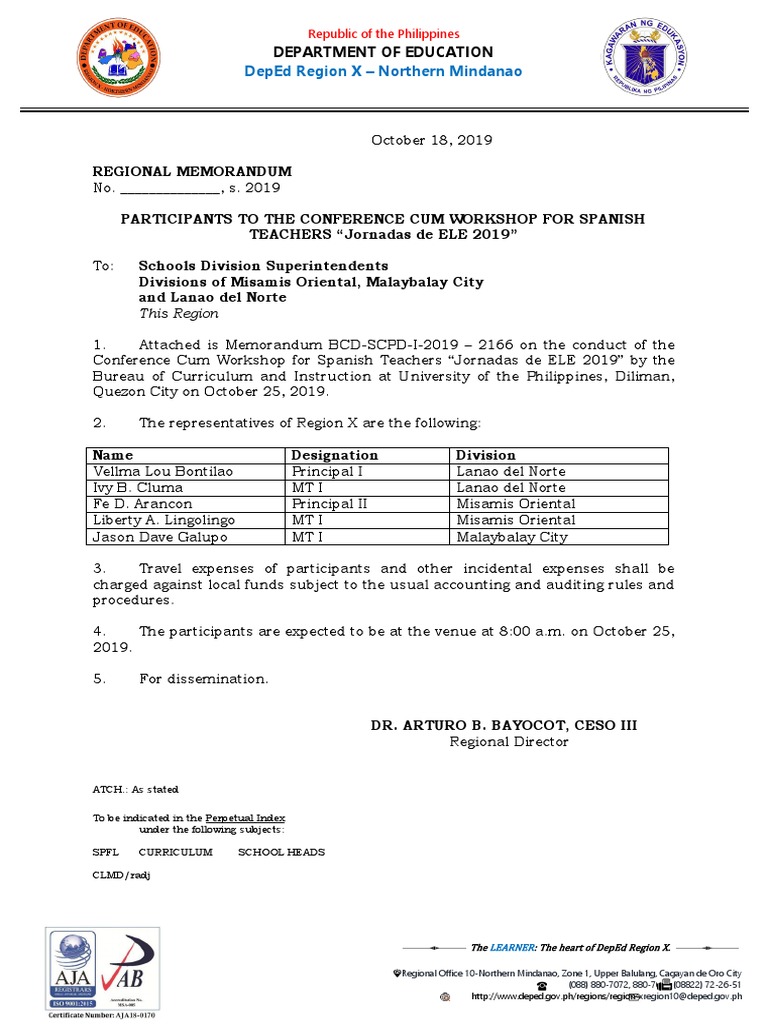 Deped Region X - Northern Mindanao: Regional Memorandum | PDF ...