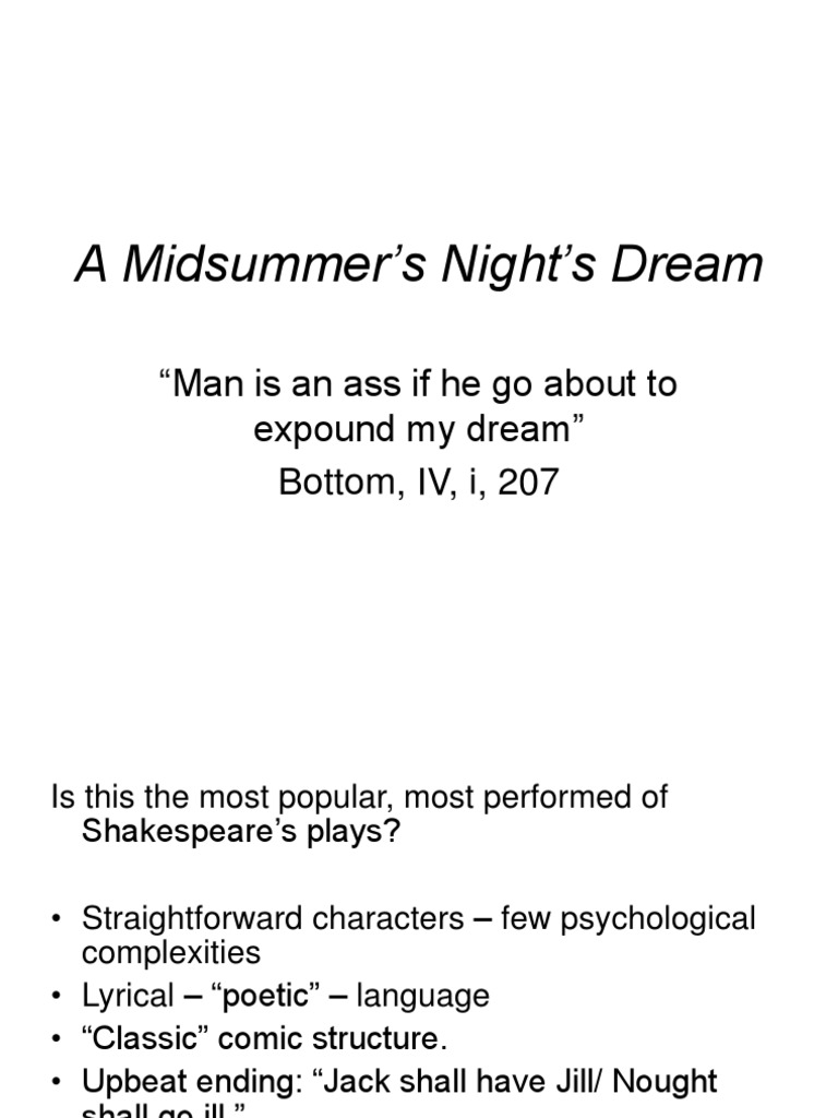 A Midsummer Night Dream | PDF | Shakespearean Comedies | A Midsummer ...