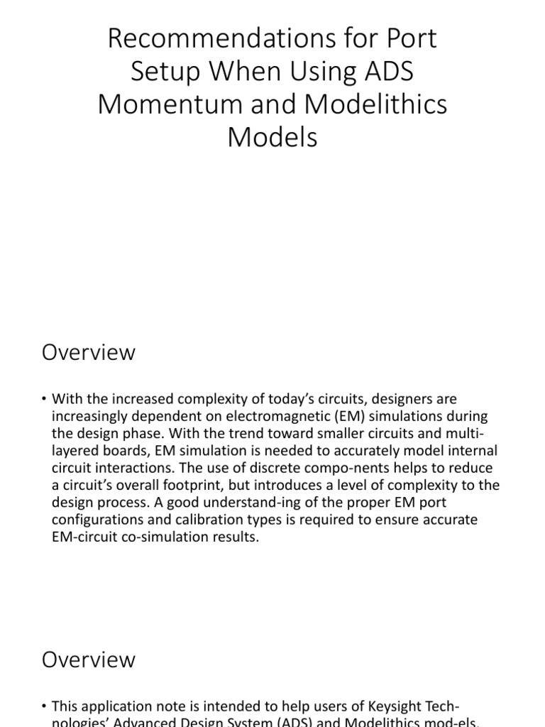 Recommendations For Port Setup When Using ADS Momentum and Modelithics ...