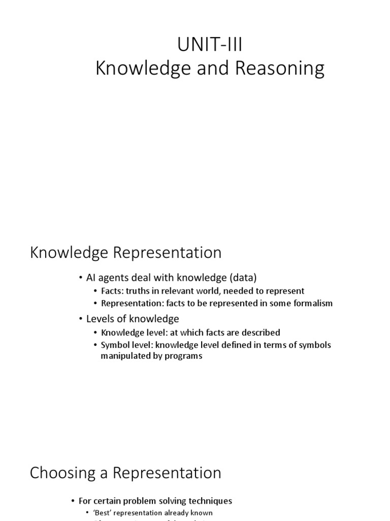 Unit-Iii Knowledge and Reasoning | PDF | Logical Consequence | Interpretation (Logic)