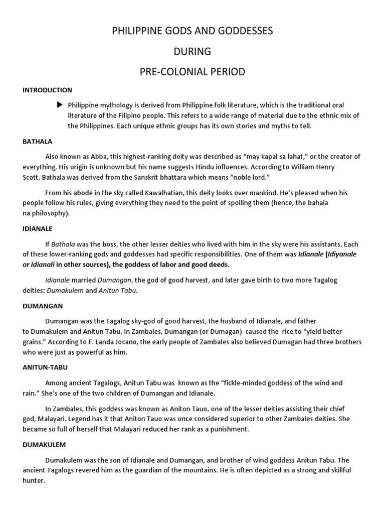 Philippine Gods and Goddesses | PDF | Deities | Goddess