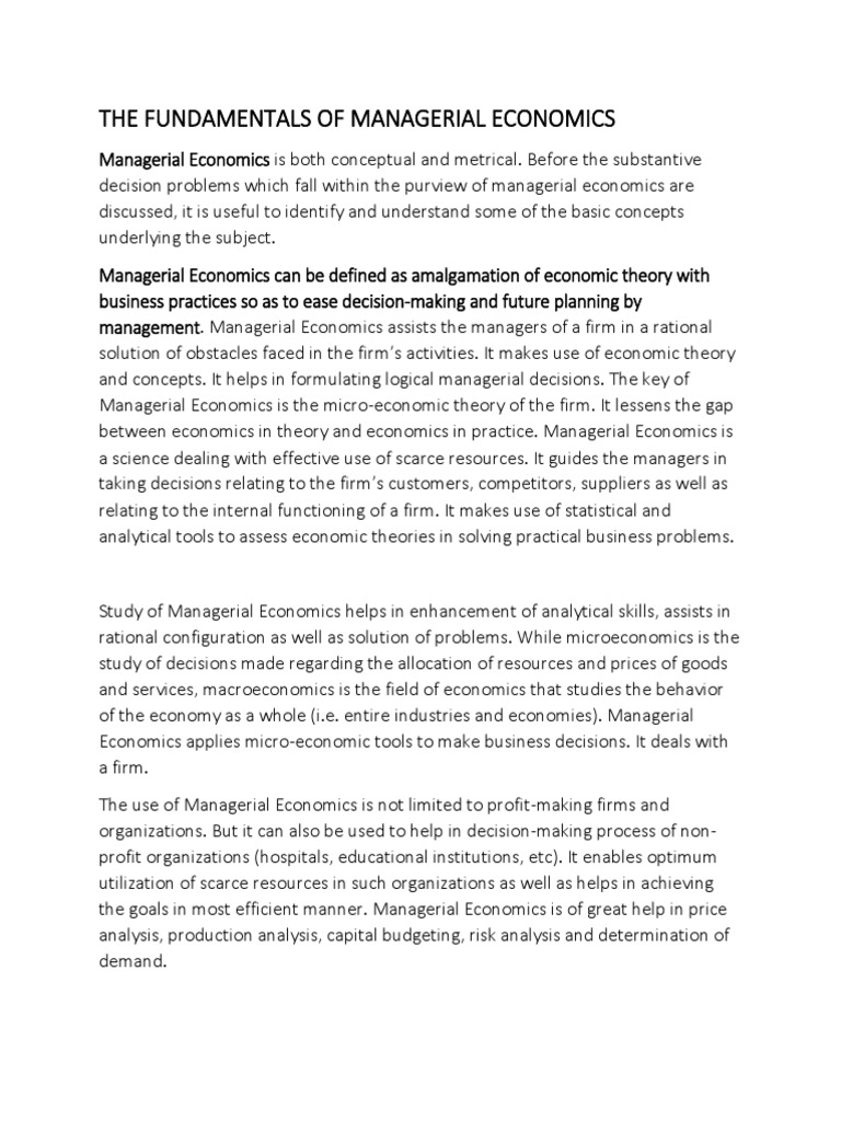 The Fundamentals of Managerial Economics | PDF | Economics | Decision ...