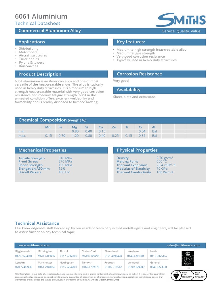 Aluminium 6061 | PDF | Strength Of Materials | Alloy