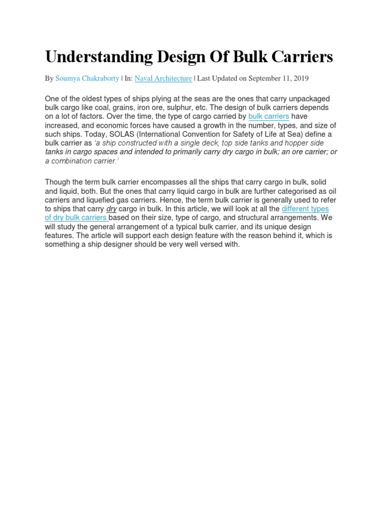 Bulk Carrier Design Guide | PDF | Ships | Oil Tanker