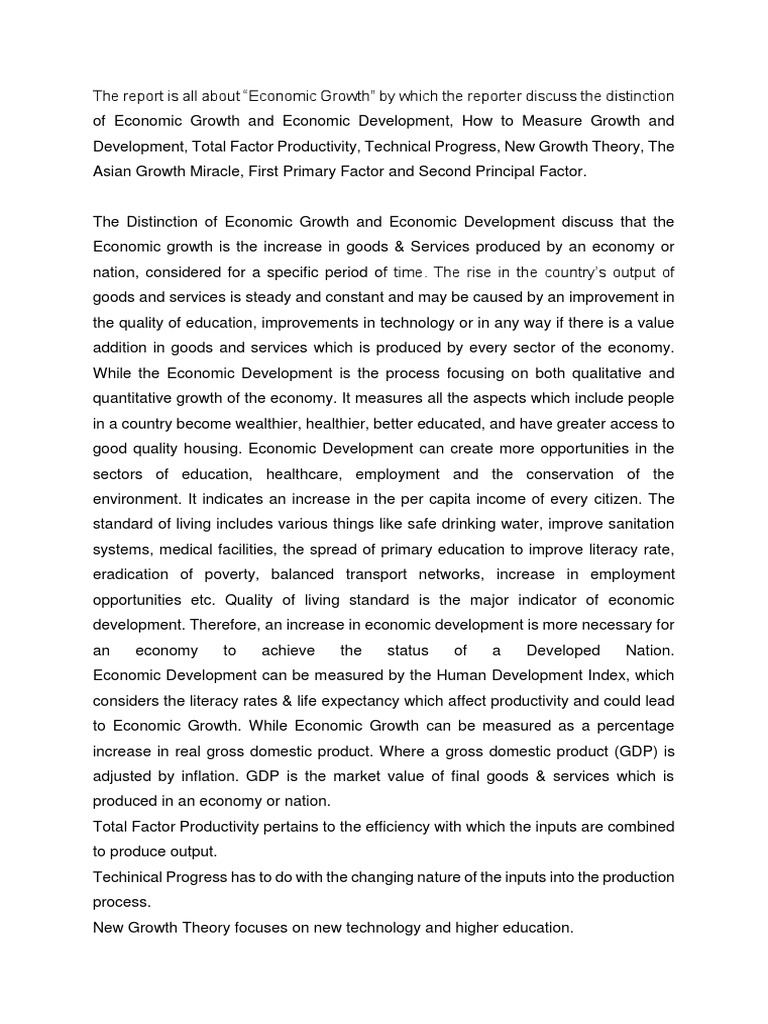 Reflection Paper Economic Growth | PDF | Economic Development ...