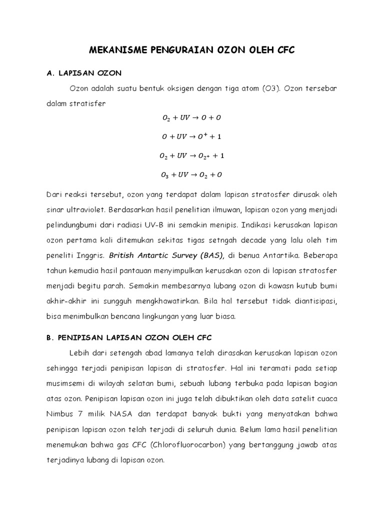 Mekanisme Penguraian Ozon Oleh CFC | PDF | Seni | Sains & Matematika