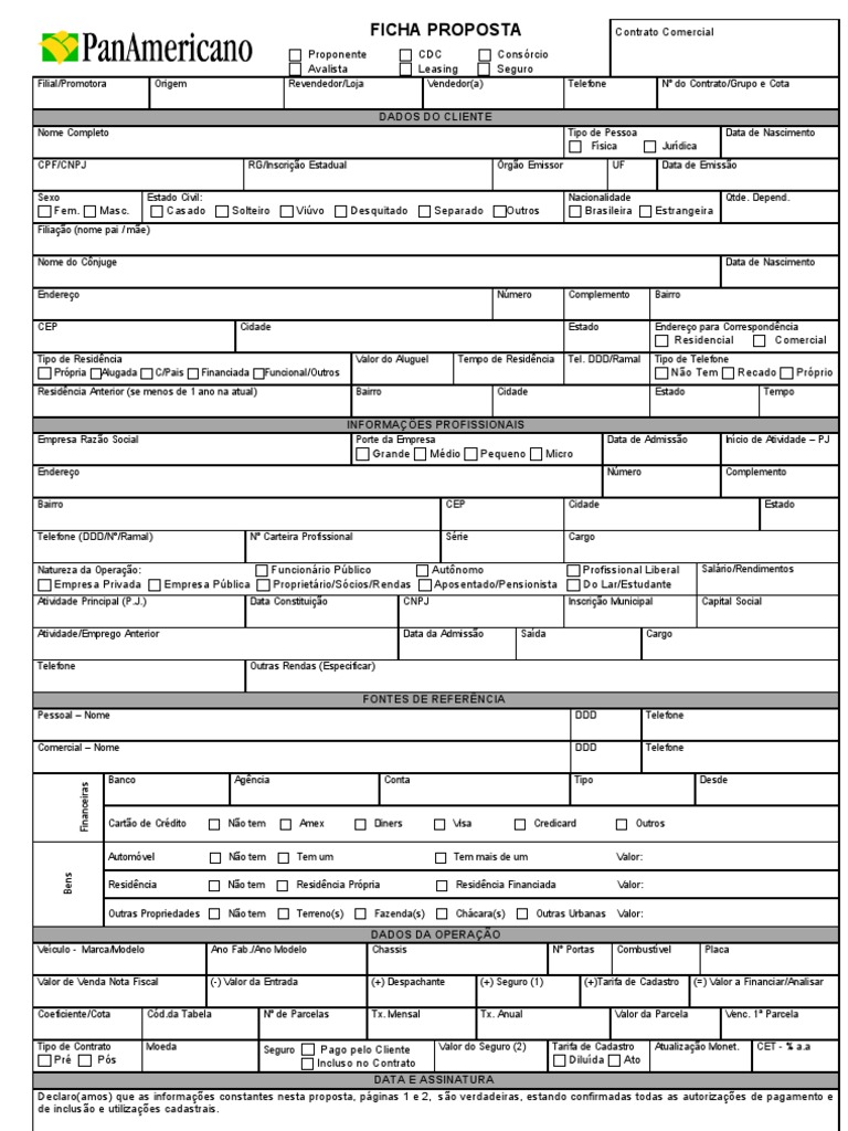 Ficha Proposta | PDF | Cartão de crédito | Economias