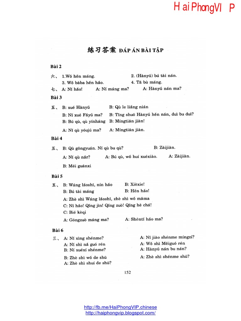 Answer Key For Chinese | PDF