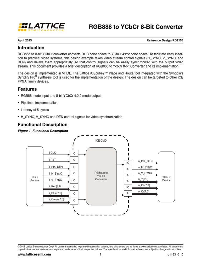 RGB888toYCbCr8 BitConverter Documentation | PDF | Computer Engineering ...