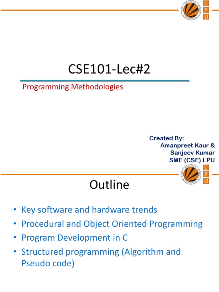 Cse101 Lec2 Programming Methodologies Pdf Object Oriented Programming Computer Program 3106