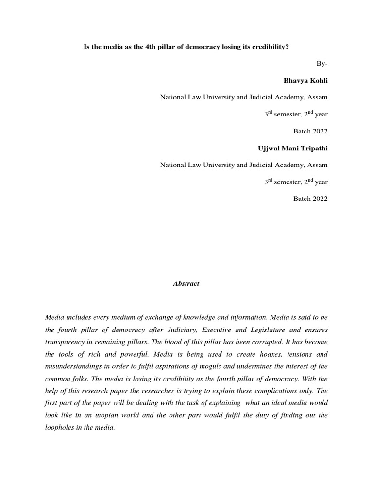 Media's Credibility Crisis in Democracy | PDF | News | Mass Media