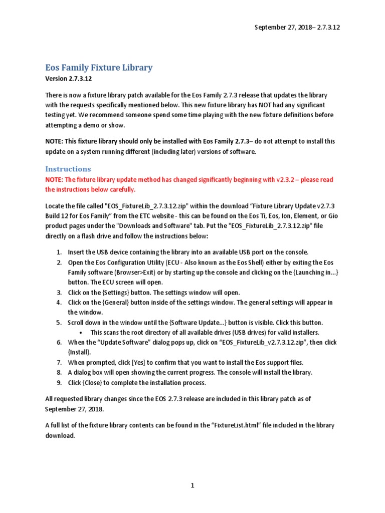 ETC Eos Fixture Notes | PDF | Command Line Interface | Software