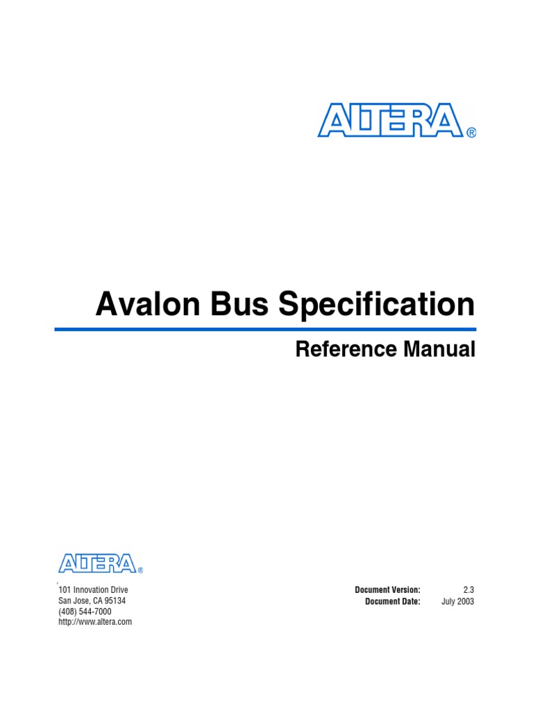 Avalon Bus Specification: Reference Manual | PDF | Areas Of Computer ...