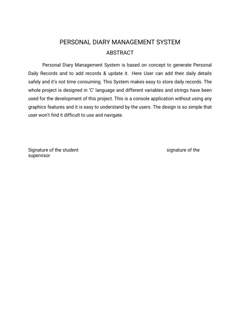 Personal Diary Management System PDF | PDF