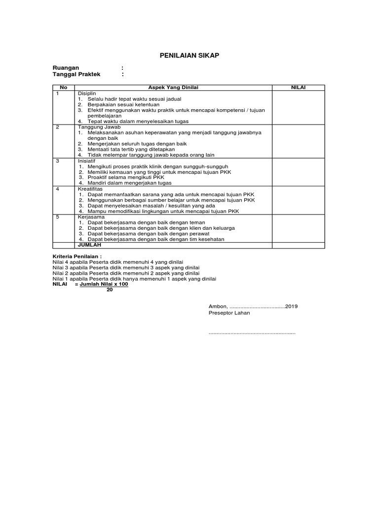 Format Penilaian | PDF
