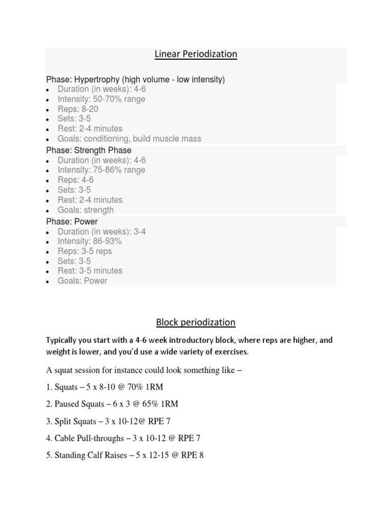 Linear Periodization Training Guide | PDF | Muscle Hypertrophy | Weight ...