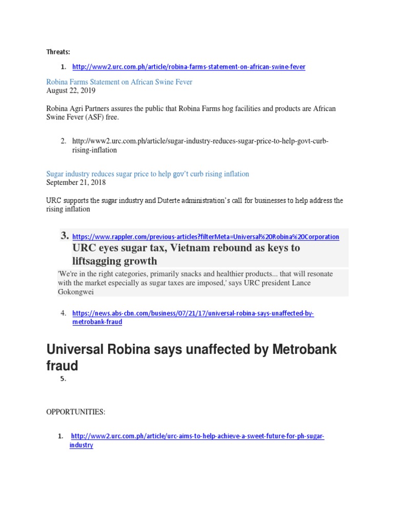 Universal Robina Information | PDF | Food And Drink | Economies