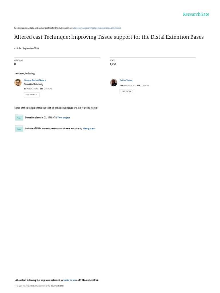 Altered Cast Technique | PDF | Dentures | Mouth