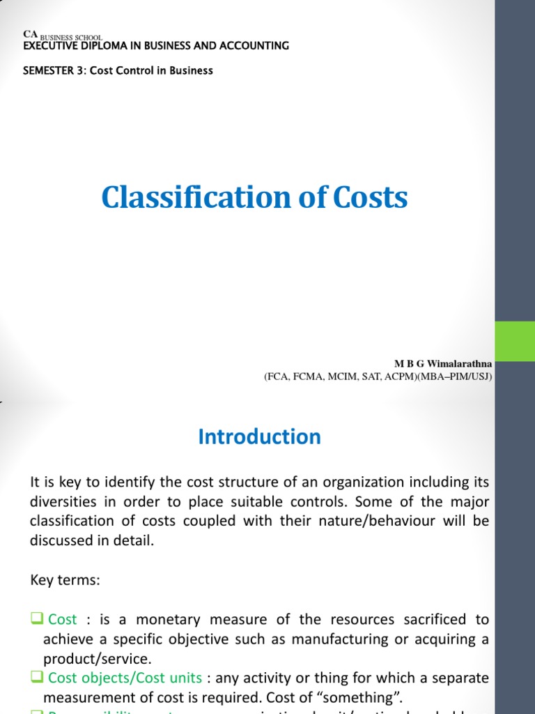Classification of Costing | PDF | Cost | Supply Chain Management