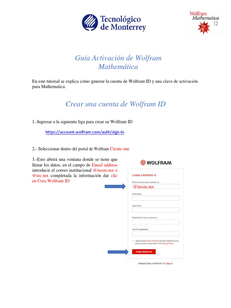 Cómo crear una cuenta de Wolfram ID y generar una clave de activación para Mathematica | PDF