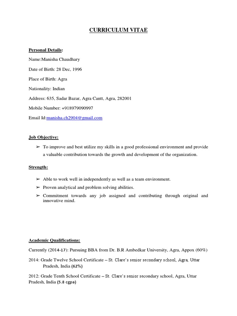 Curriculum Vitae: Personal Details | PDF | Behavior Modification | Cognition