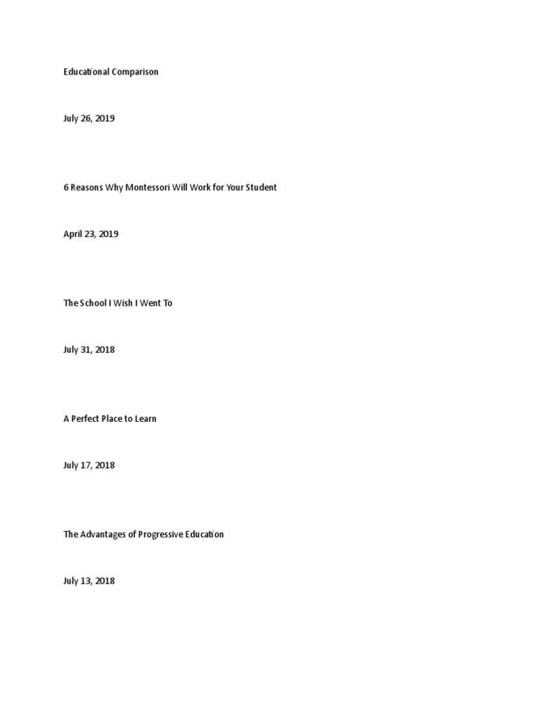 Progressive Education | PDF | Classroom | Learning