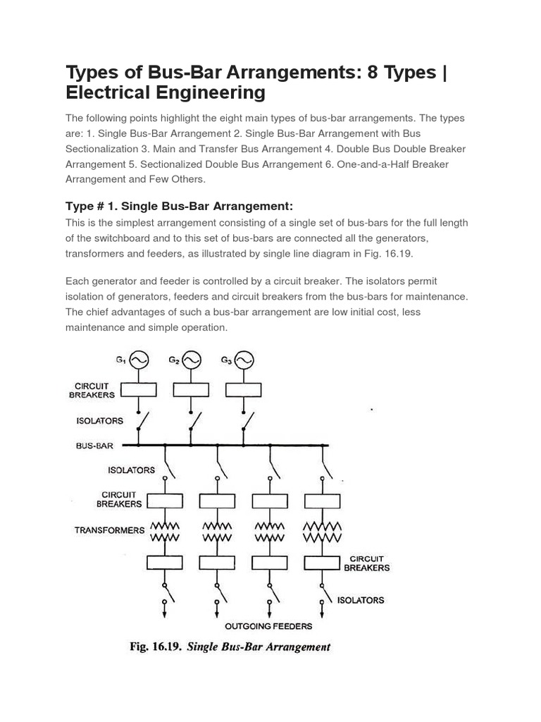 Types of Bus-Bar Arrangements in Substations | PDF | Electrical ...