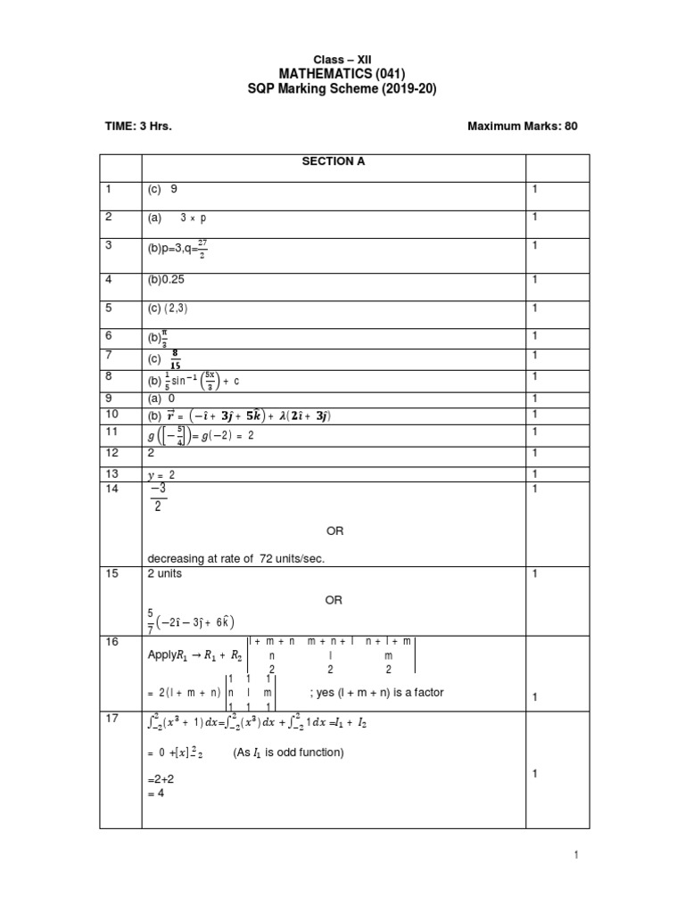 CBSE Sample Papers For Class 12 Maths 2020 PDF | PDF | Linear Algebra ...