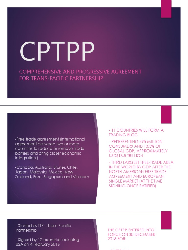 CPTPP: Comprehensive and Progressive Agreement For Trans-Pacific ...