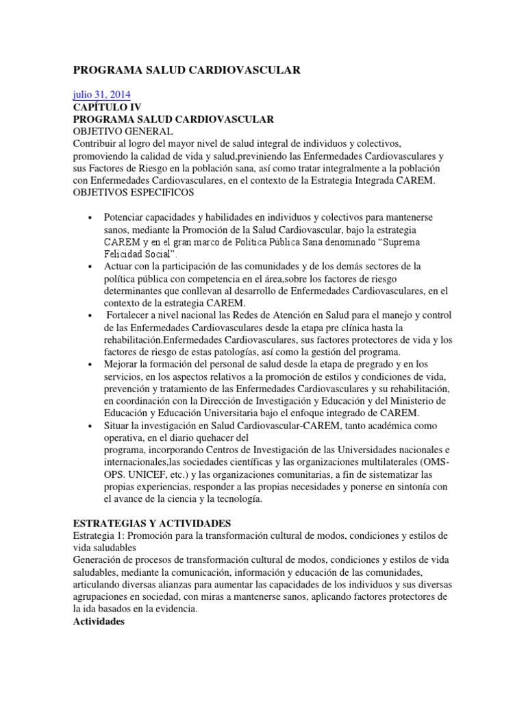Programa Salud Cardiovascular | PDF | Hipertensión | Hospital