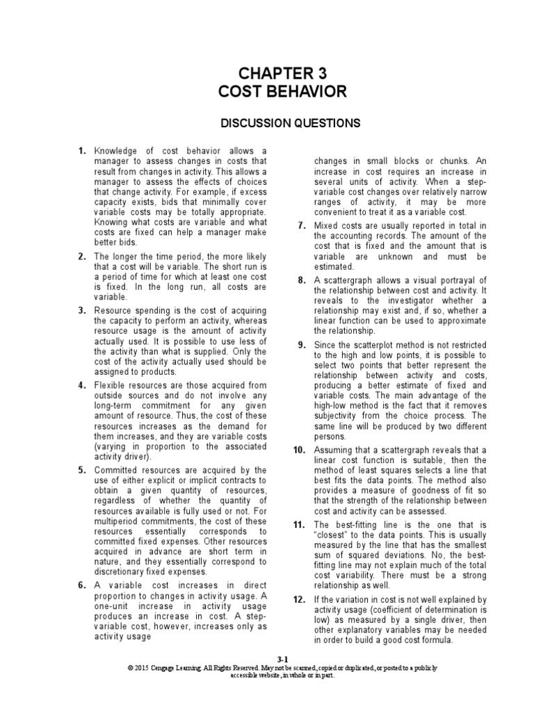 Cost Behavior: Discussion Questions | PDF | Technology & Engineering