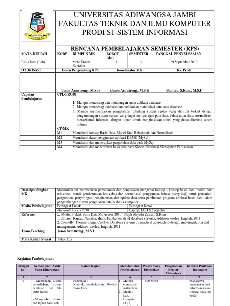 RPS Lab Basis Data | PDF | Seni