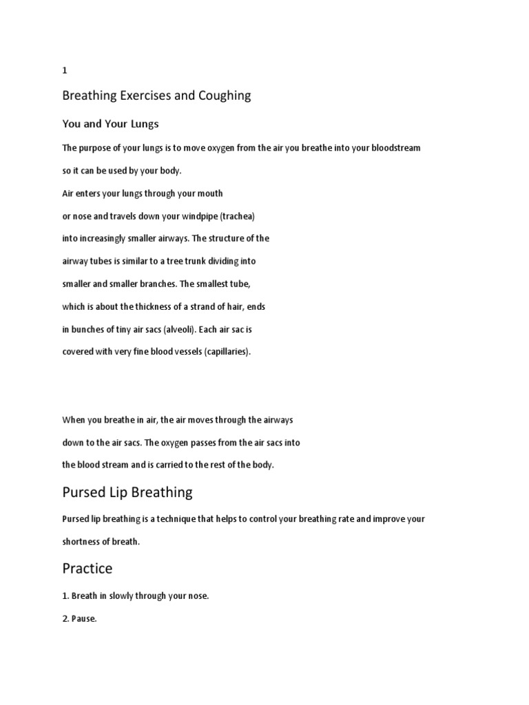 Breathing Exercise and Cough Technique | PDF | Respiratory Tract | Lung