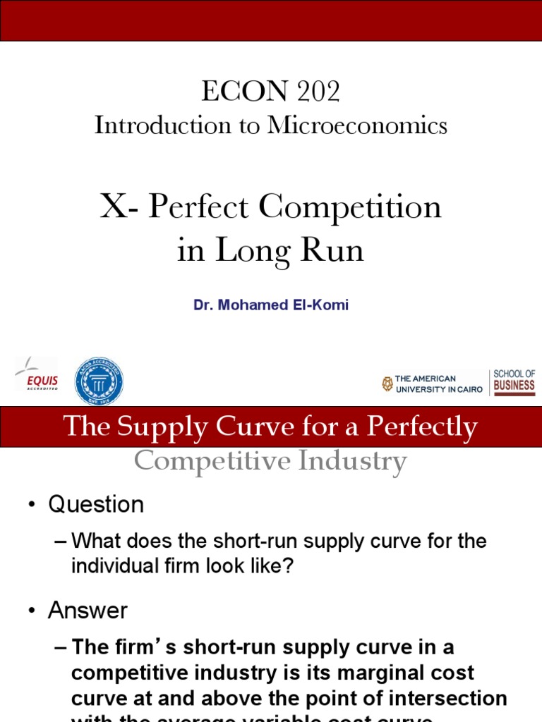 Perfect Competition in Microeconomics | PDF | Long Run And Short Run ...
