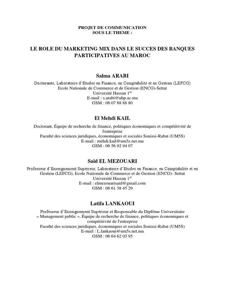 Marketing Mix Et BQ Participative | PDF | Stratégie marketing | Banques