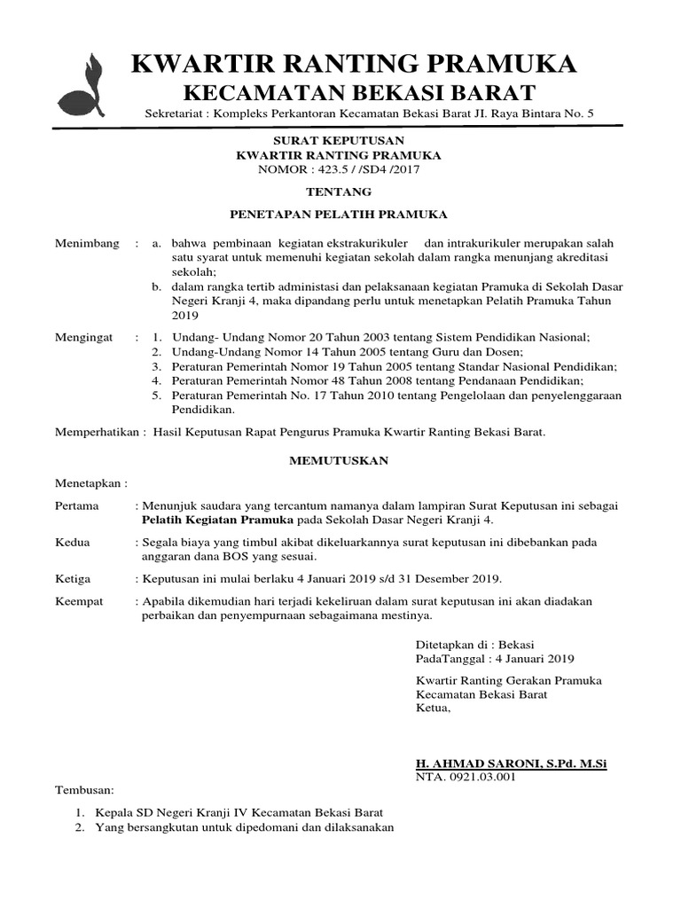 SK Kwartir Ranting Pramuka | PDF
