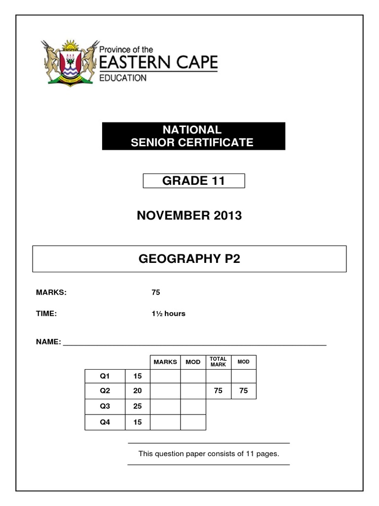 Geog p2 Gr11 - Qp-Eng Vryheid | PDF | Geographic Information System ...