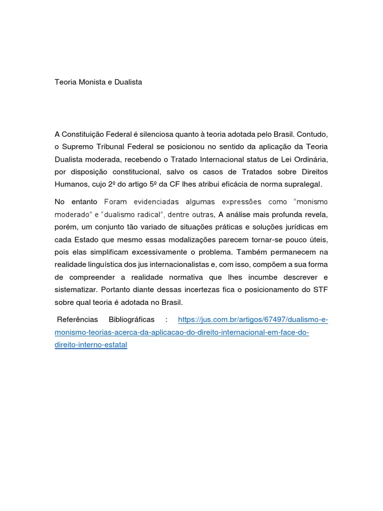 Teoria Monista e Dualista | PDF | Direito