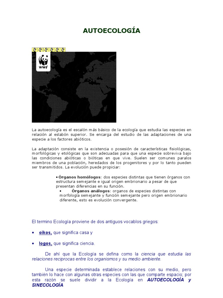 Definición y Ejemplos de Autoecología | PDF | Nicho ecológico | Ecología