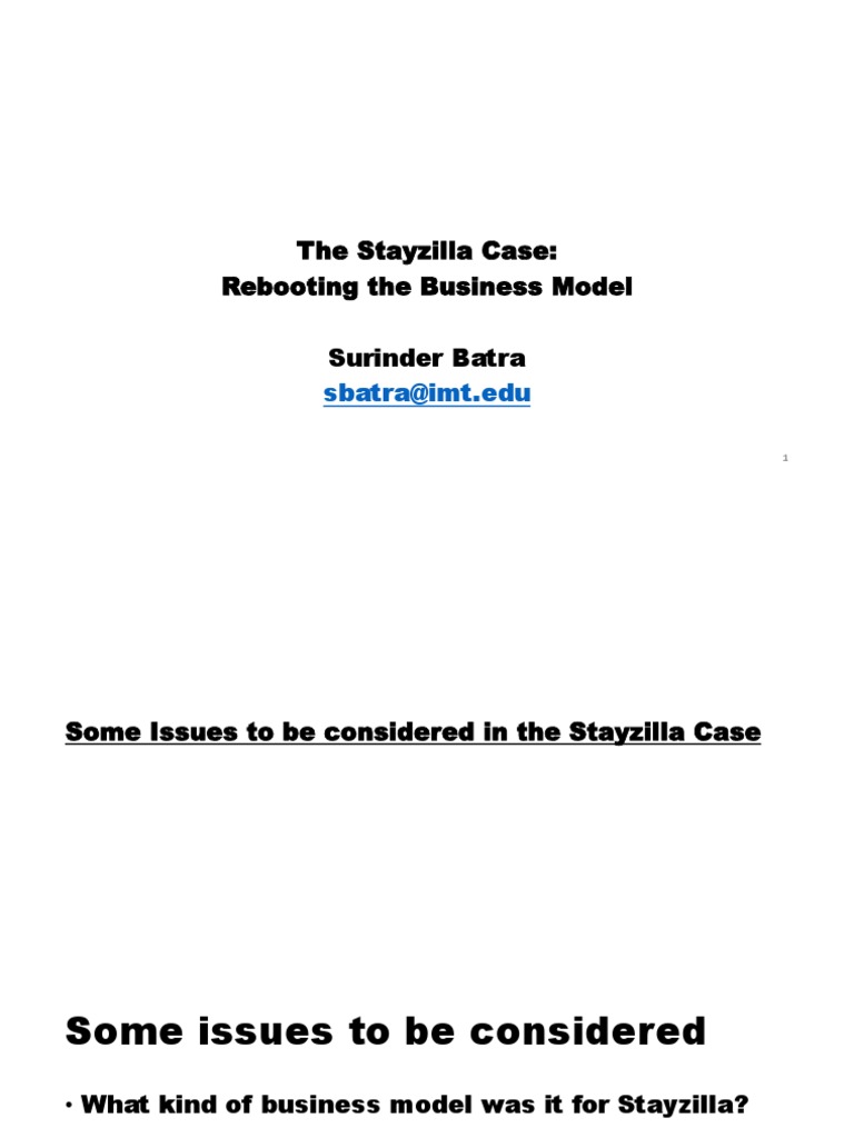 The Stayzilla Case: Rebooting The Business Model Surinder Batra | PDF ...