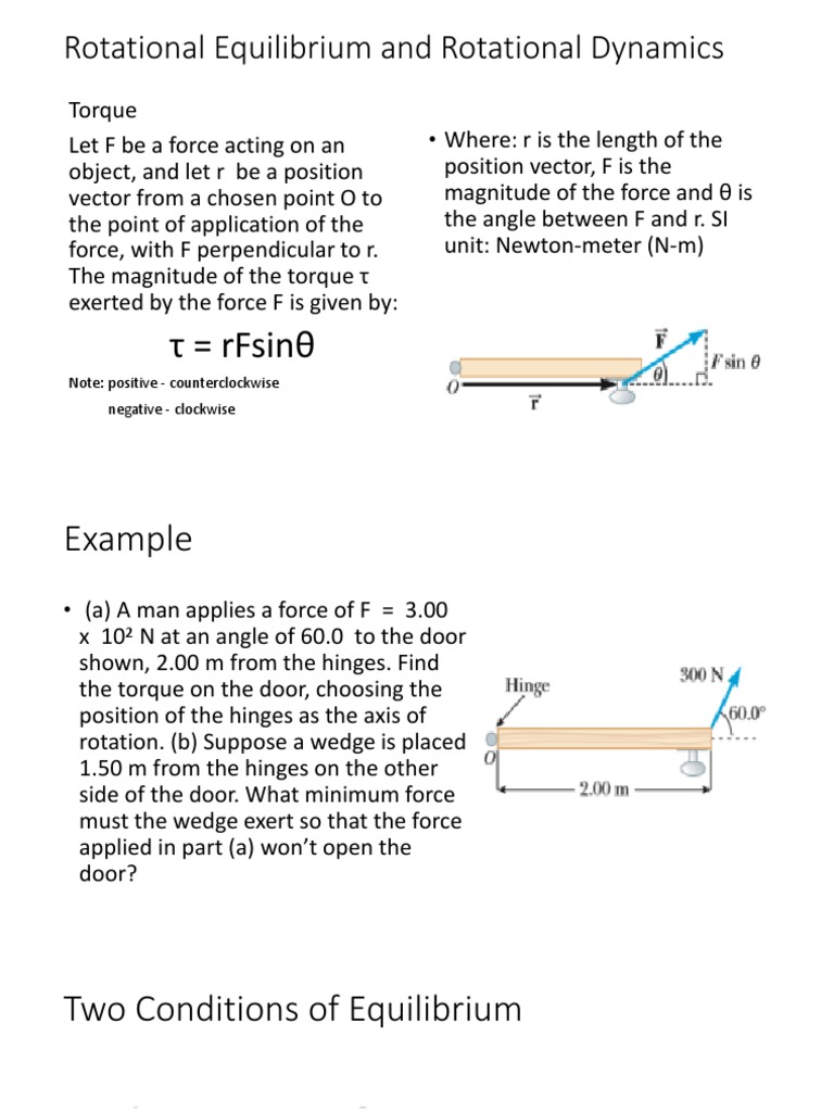 Rotational Equilibrium and Dynamics Explained | PDF | Torque | Center ...