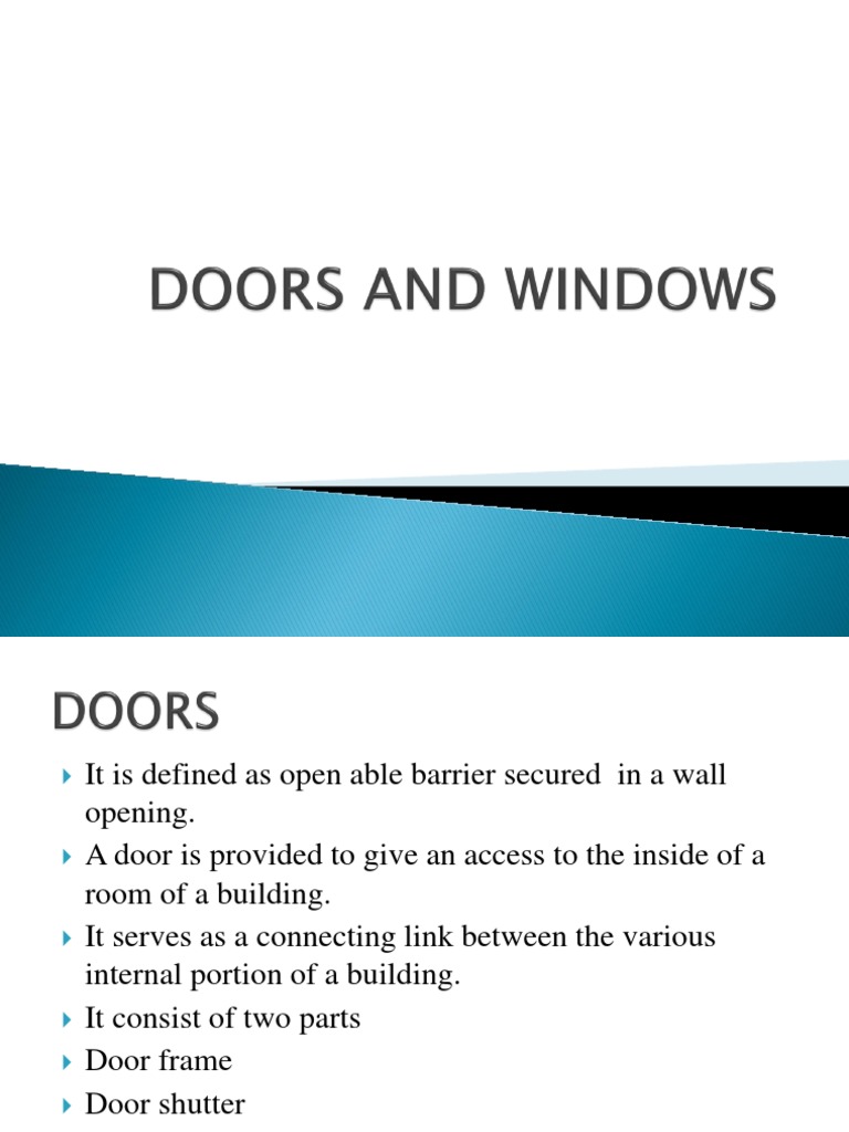 Doors and Windows | PDF | Window | Door
