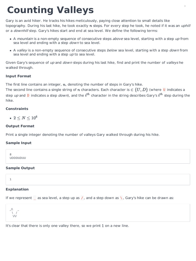 Counting Valleys English Pdf