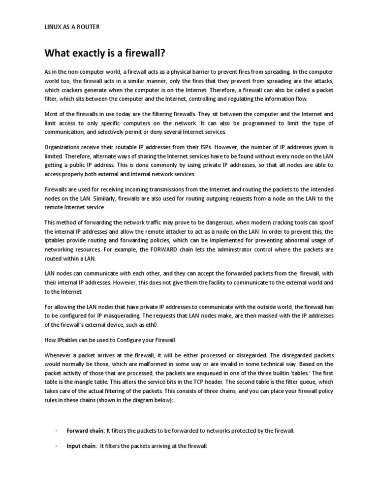 Linux Firewall Iptables Pdf Firewall Computing Transmission
