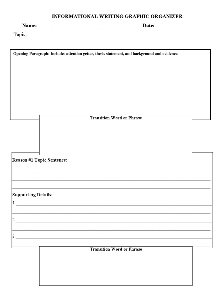 Informational Writing Organizer Template | PDF | Phrase | Paragraph