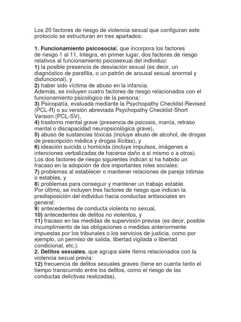 SVR 20 | PDF | Psicopatía | Violencia