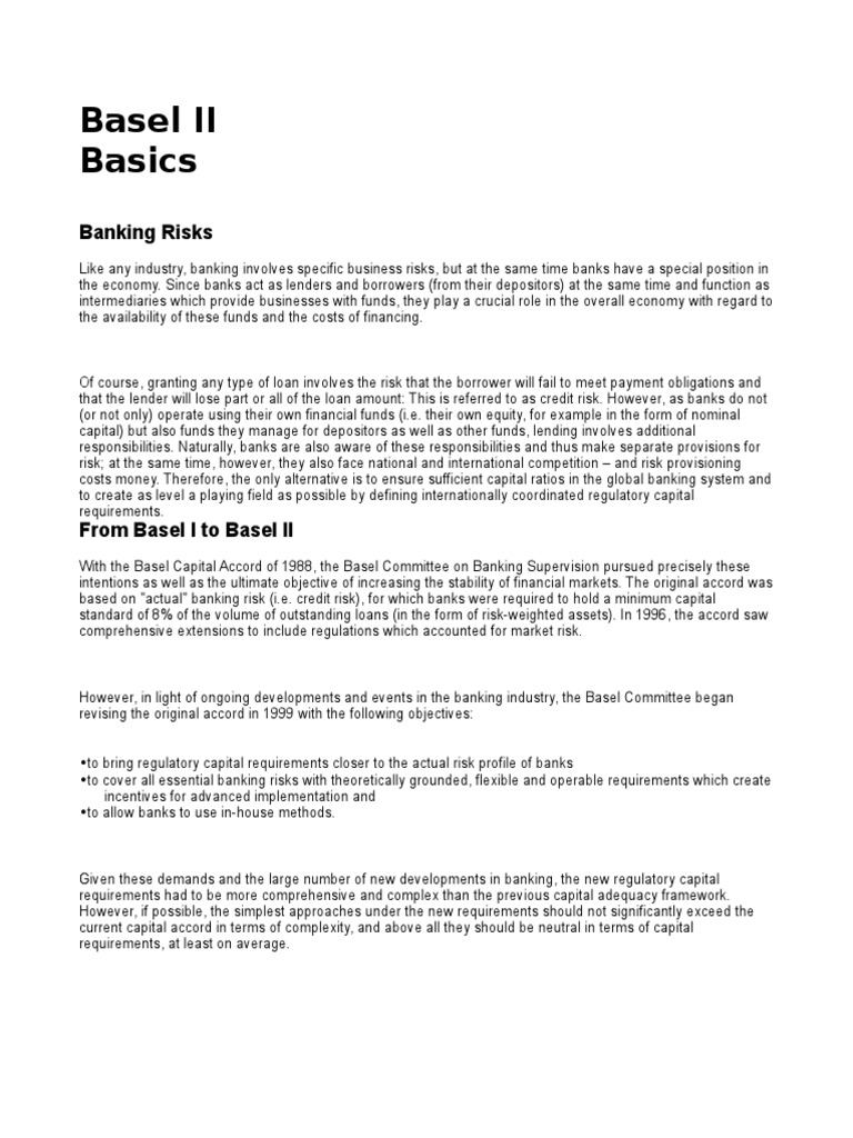 Basel II Basics: Banking Risks | PDF | Operational Risk | Credit