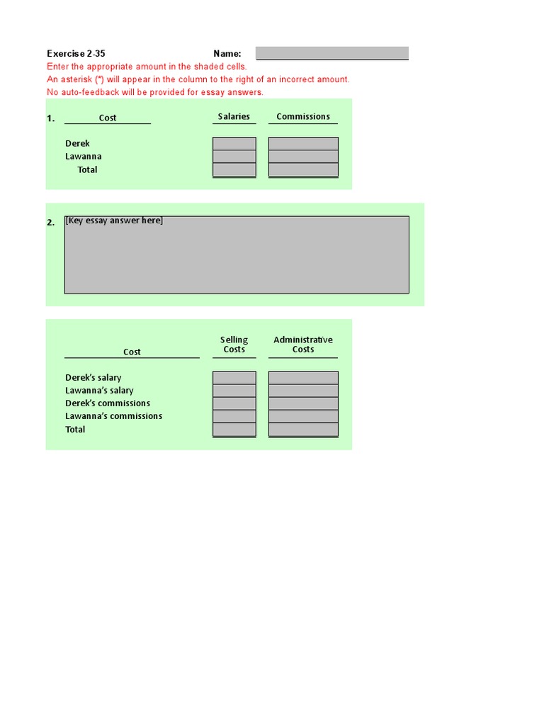 Calculate Salaries, Commissions, Costs Worksheet | PDF